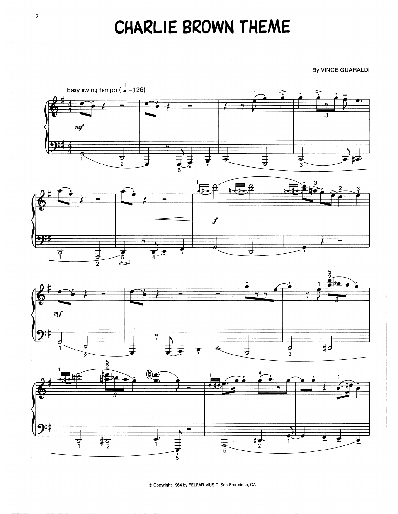 Charlie Brown Theme (arr. Lee Evans) (Vince Guaraldi) | Sheet Music ...