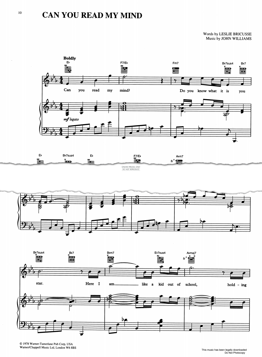 Can You Read My Mind (Maureen McGovern) | Noten: Gitarre, Klavier ...