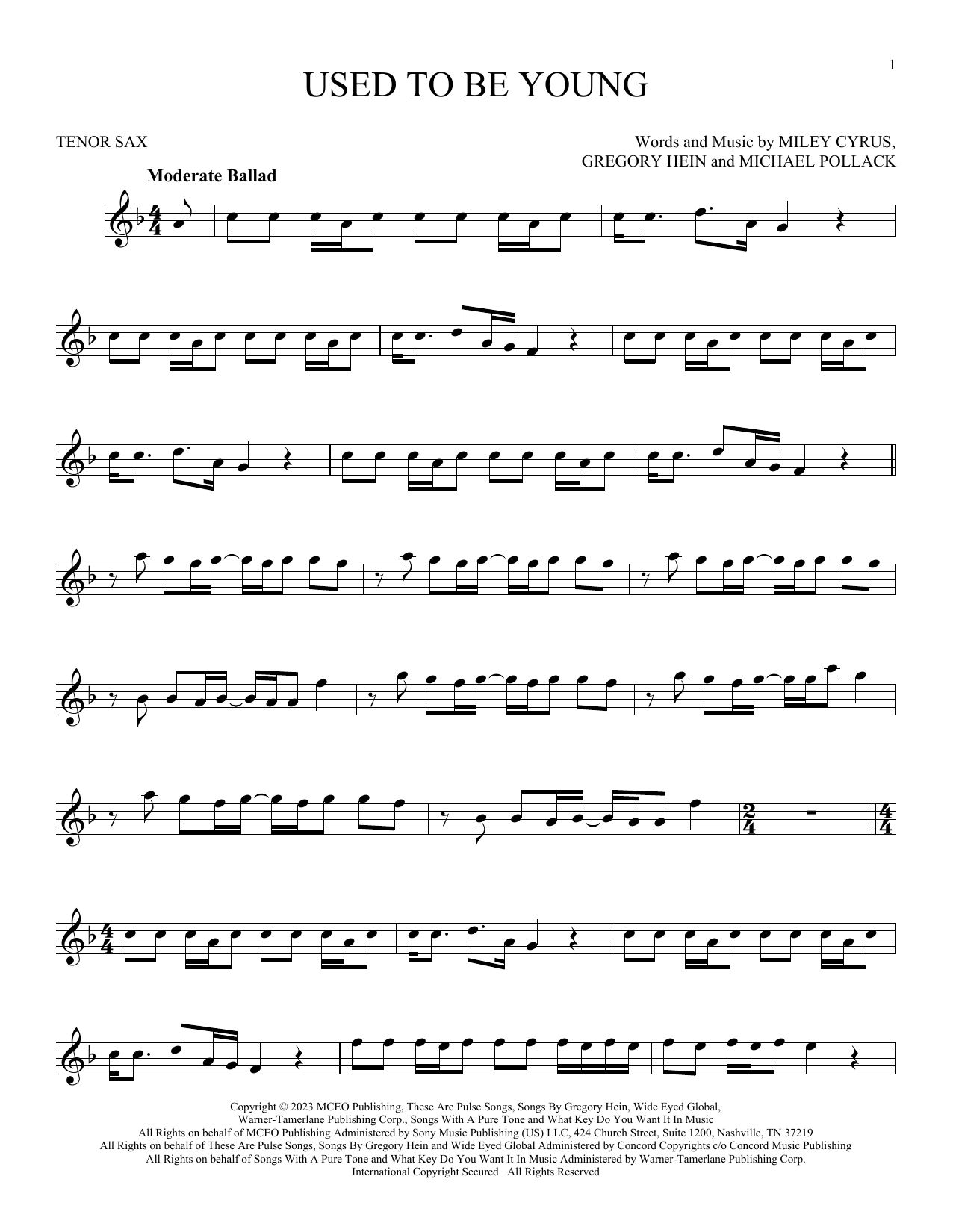 Used To Be Young - Online Noten von Miley Cyrus - smd-1809948 ...