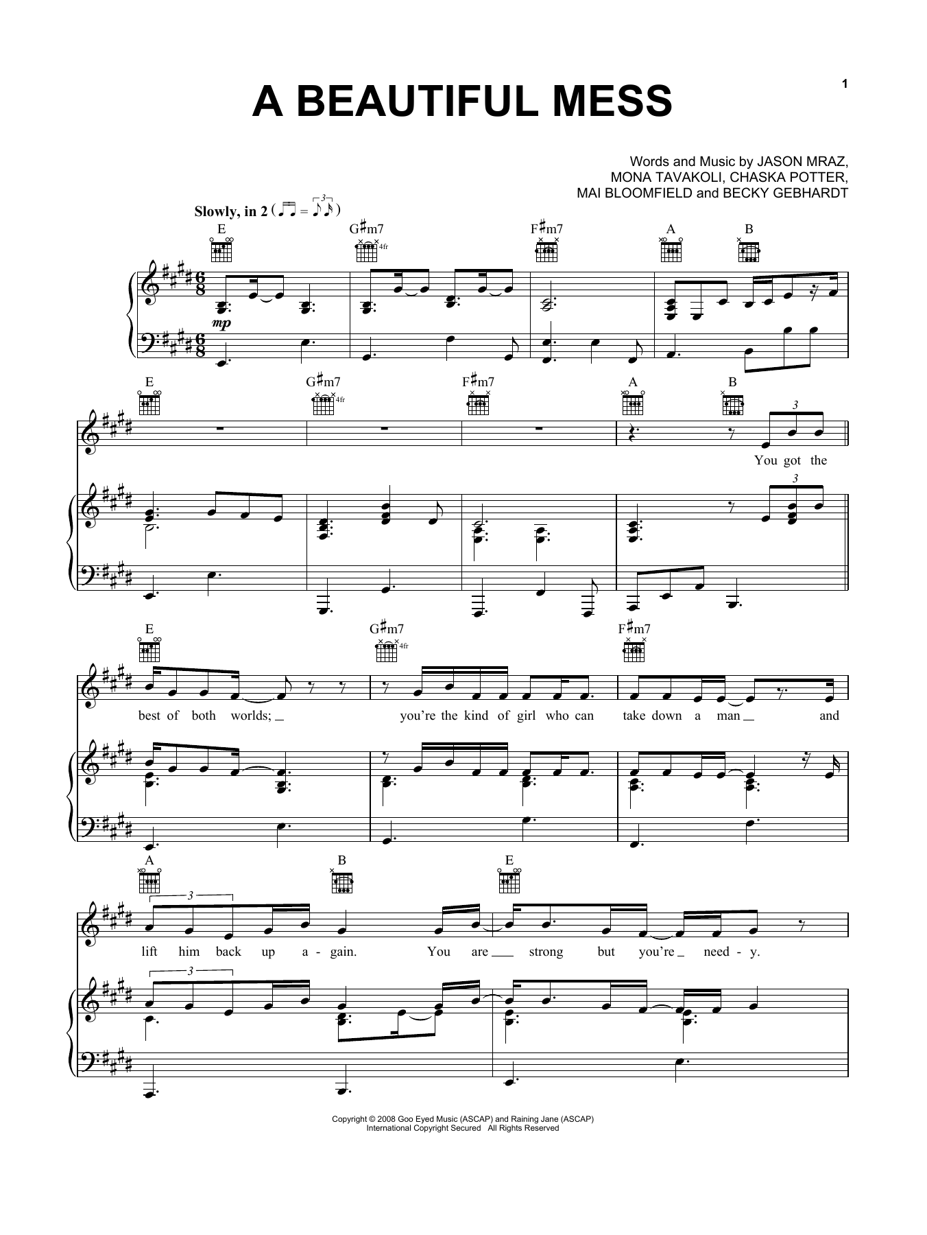 A Beautiful Mess - sheet music by Jason Mraz - smd-408540 | notendownload