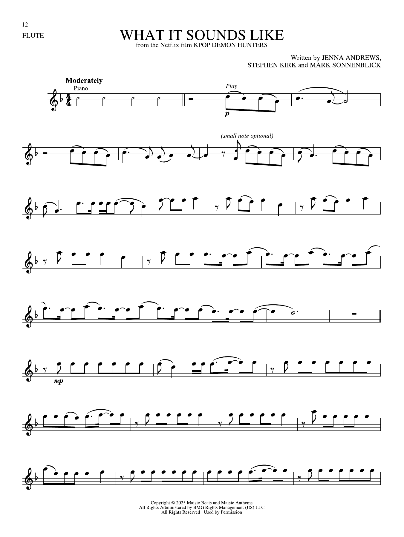 What It Sounds Like (from KPop Demon Hunters) (Jenna Andrews) | Sheet ...