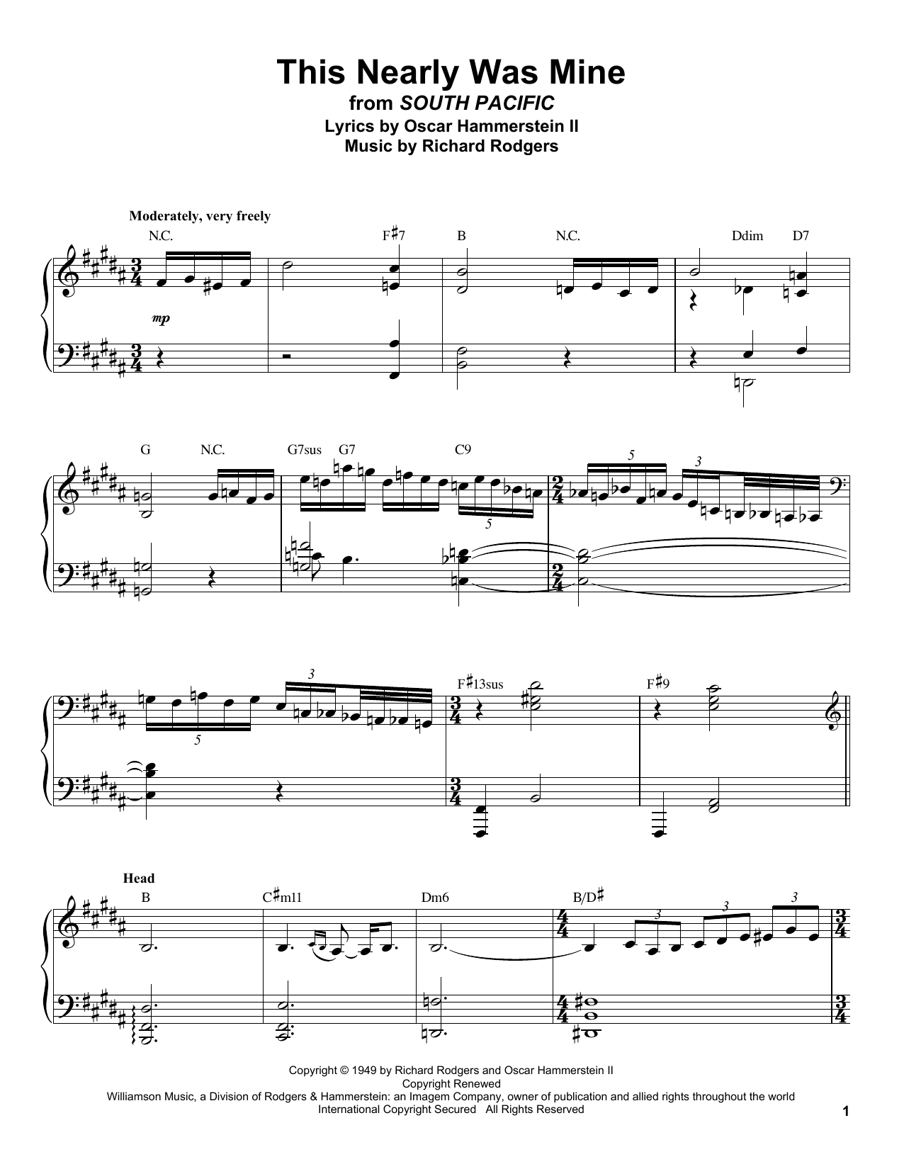 This Nearly Was Mine (Rodgers & Hammerstein) | Noten: Klavierauszug ...