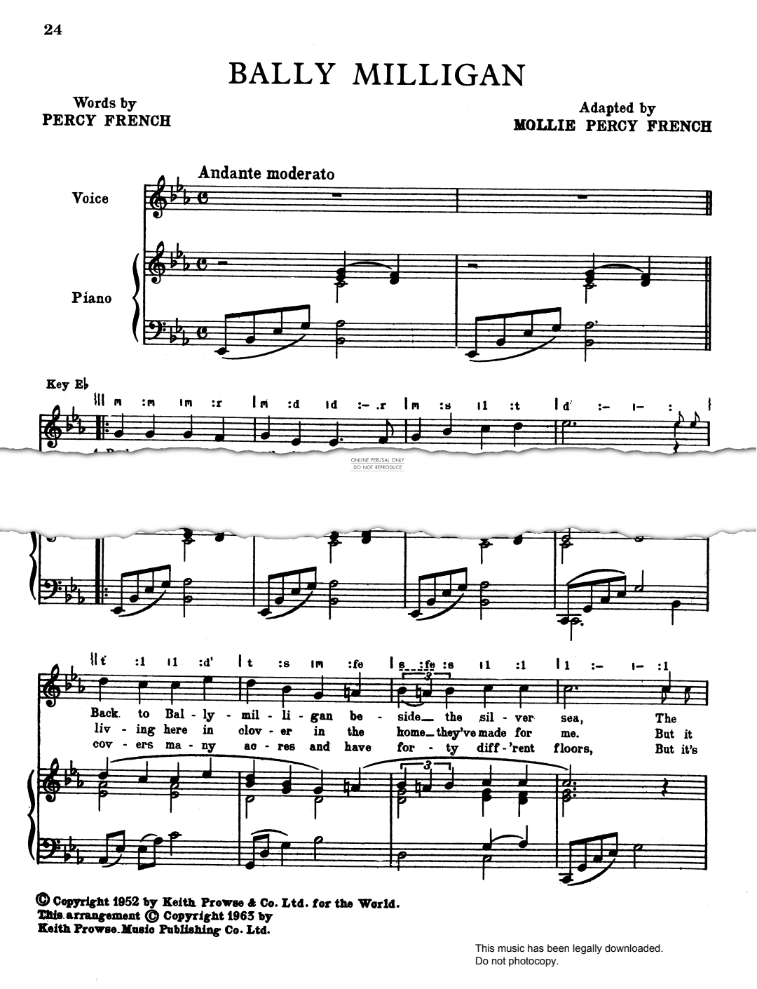 Bally Milligan (Percy French) | Sheet Music: Piano, Voice | PDF Download