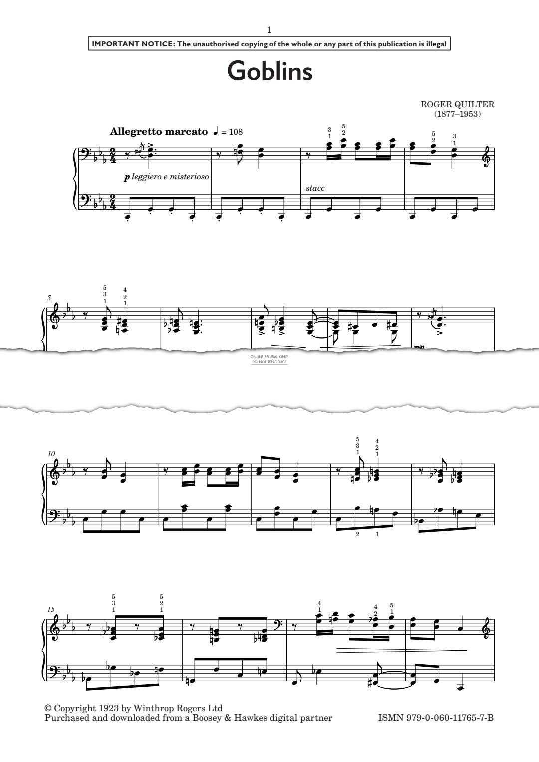 Goblins - sheet music by Roger Quilter - fbd-25252 | notendownload