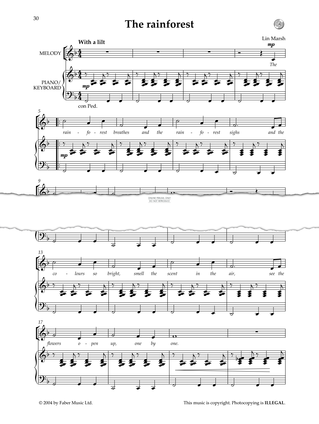 The Rainforest (Lin Marsh) | Sheet Music: Piano, Voice | PDF Download