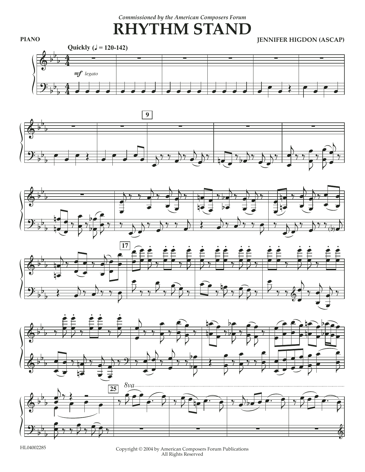 Rhythm Stand - Piano Accompaniment - sheet music by Jennifer Higdon ...