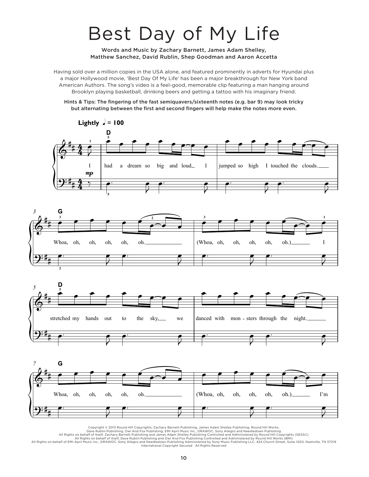 Best Day Of My Life - sheet music by American Authors - smd-1531304 ...