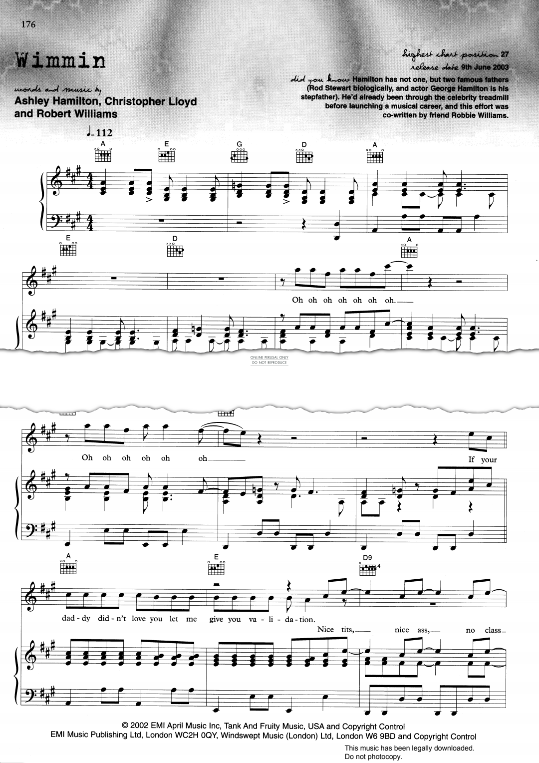 Wimmin - sheet music by Ashley Hamilton - fbd-24946 | notendownload