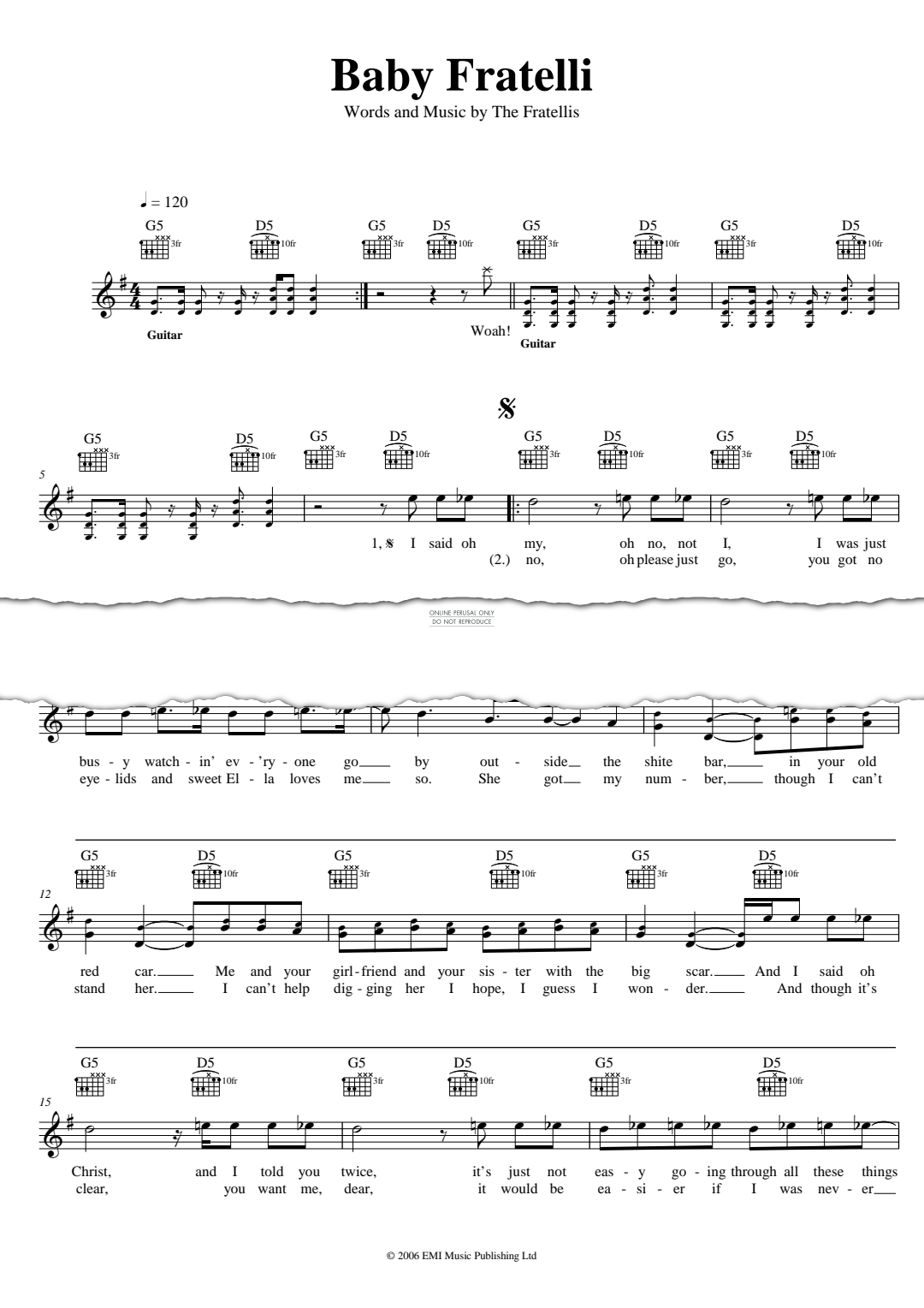 Baby Fratelli - sheet music by Fratellis - fbd-1180 | notendownload