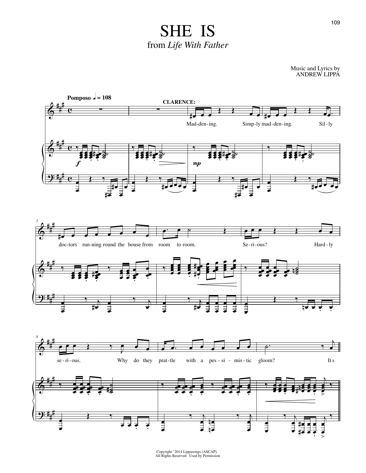 She Is (from Life With Father) (Andrew Lippa) | Noten: Klavier & Gesang ...