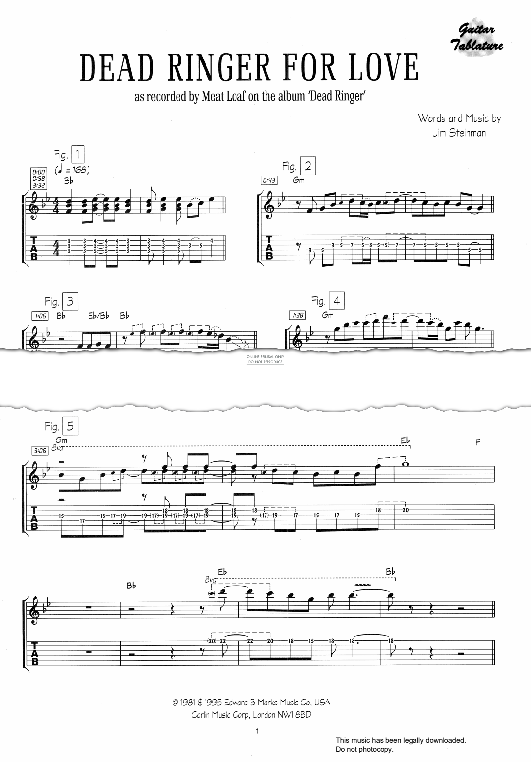 Dead Ringer For Love - Noten von Meat Loaf - fbd-44353 | notendownload