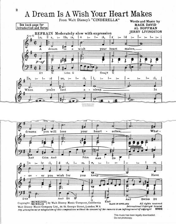 A Dream Is A Wish Your Heart Makes (from 'Cinderella') - sheet music by Mack David - fbd-33446 ...