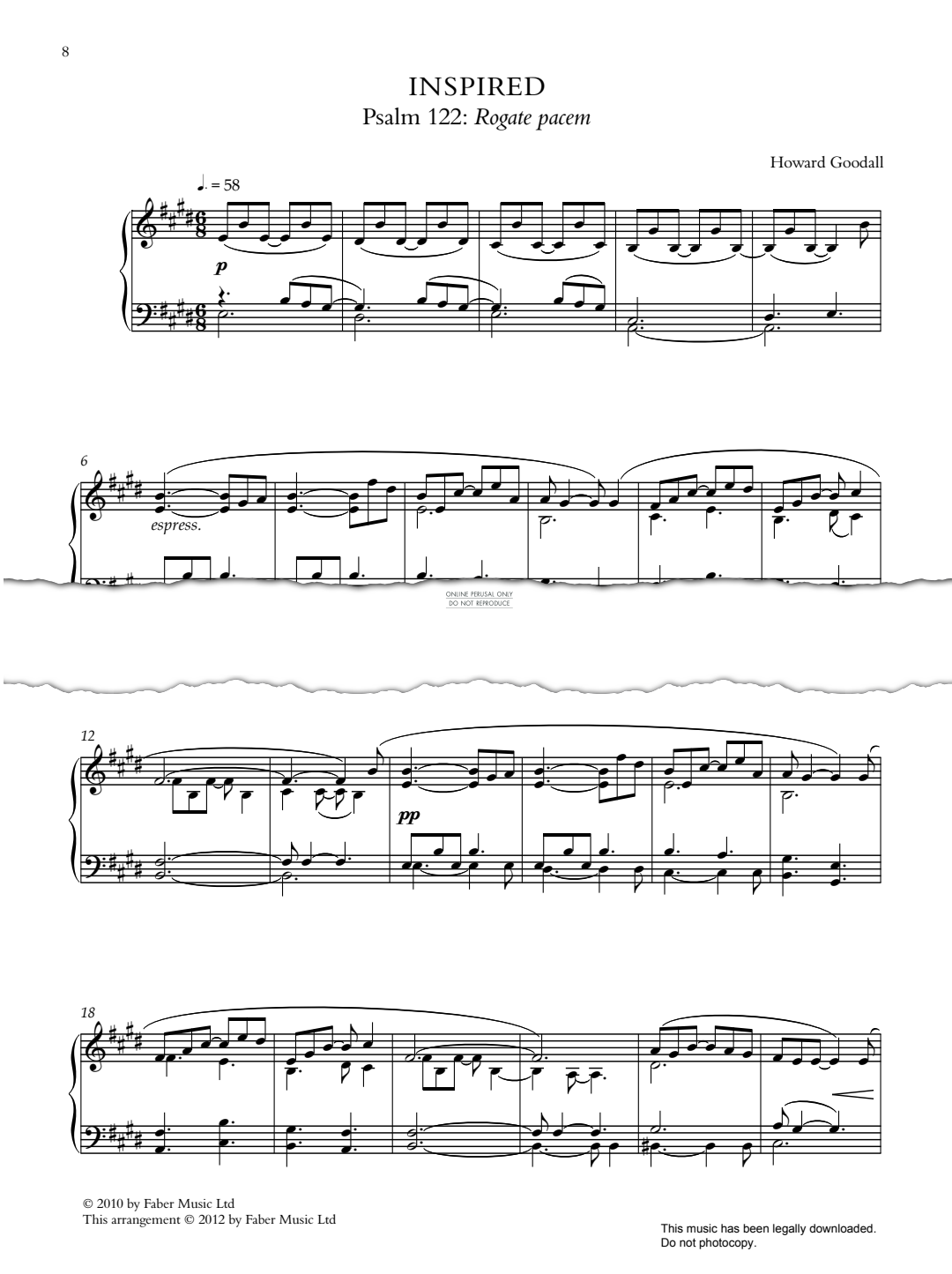 Psalm 122: Rogate Pacem (Howard Goodall) | Sheet Music: Piano | PDF ...