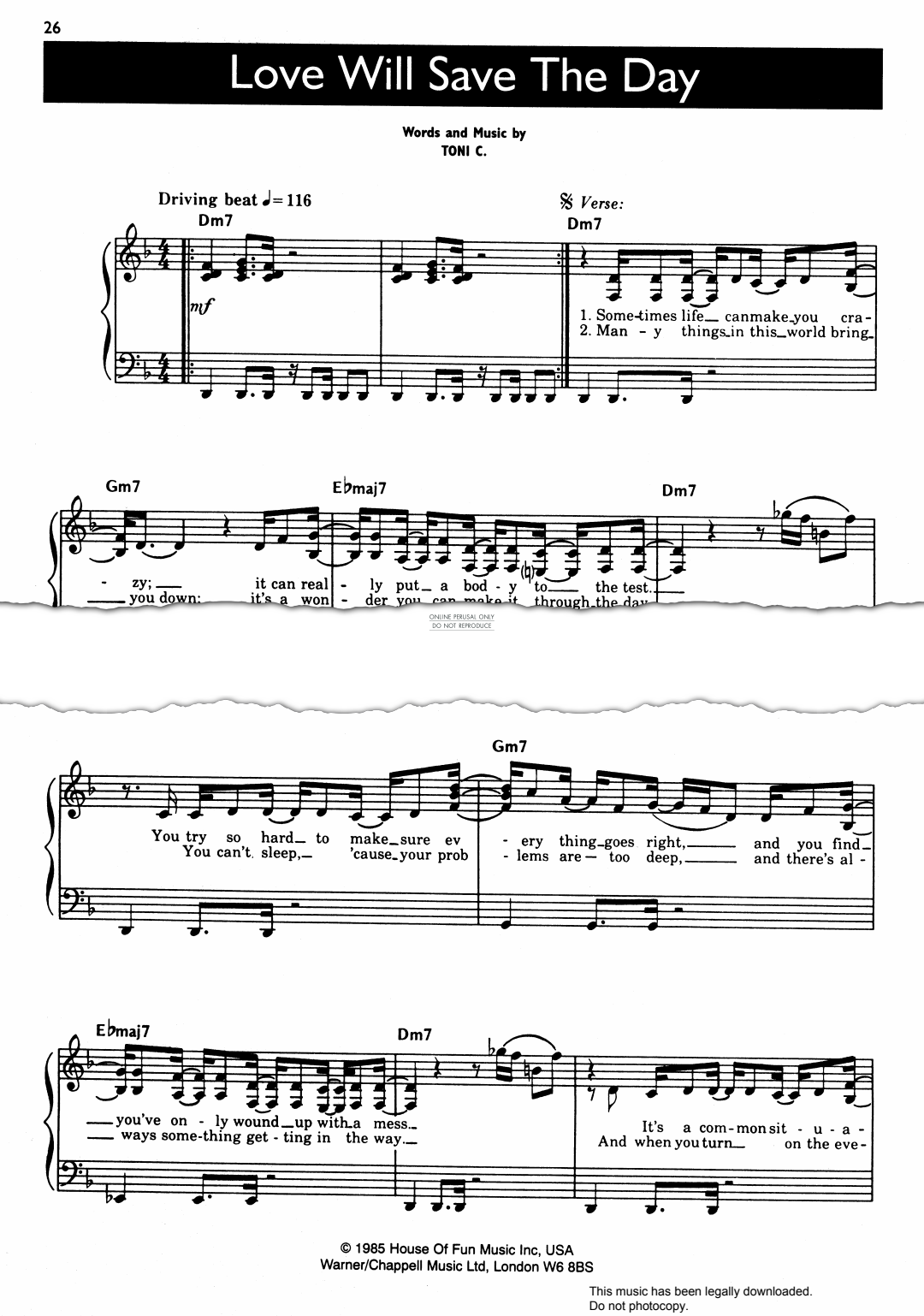 Love Will Save The Day - Noten von Whitney Houston - fbd-25012 ...