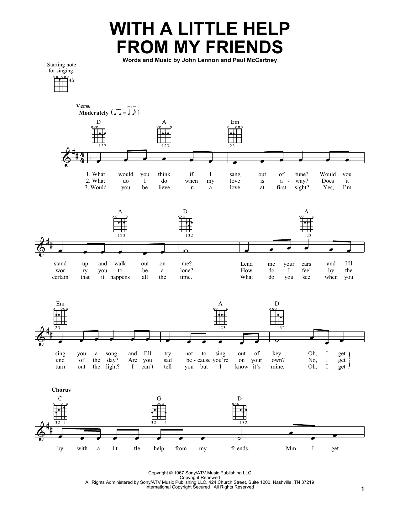 With A Little Help From My Friends - sheet music by The Beatles, Joe Cocker, Sam And Mark - smd ...
