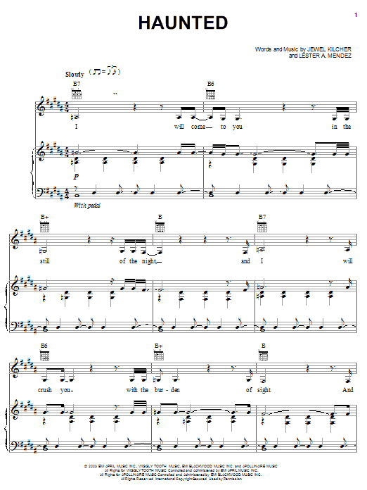 Haunted - sheet music by Jewel - smd-25117 | notendownload