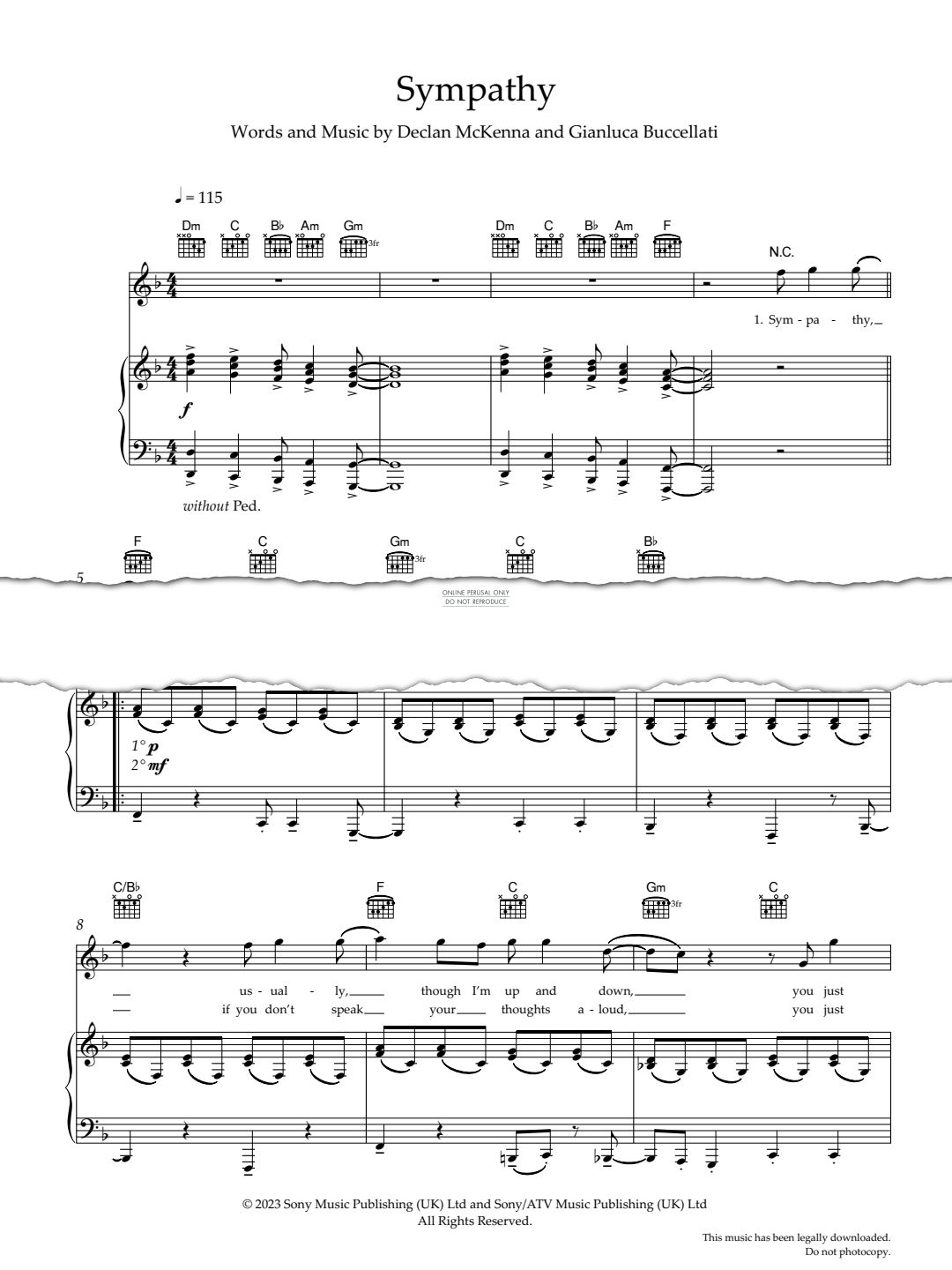 Sympathy - sheet music by Declan McKenna - fbd-49104 | notendownload
