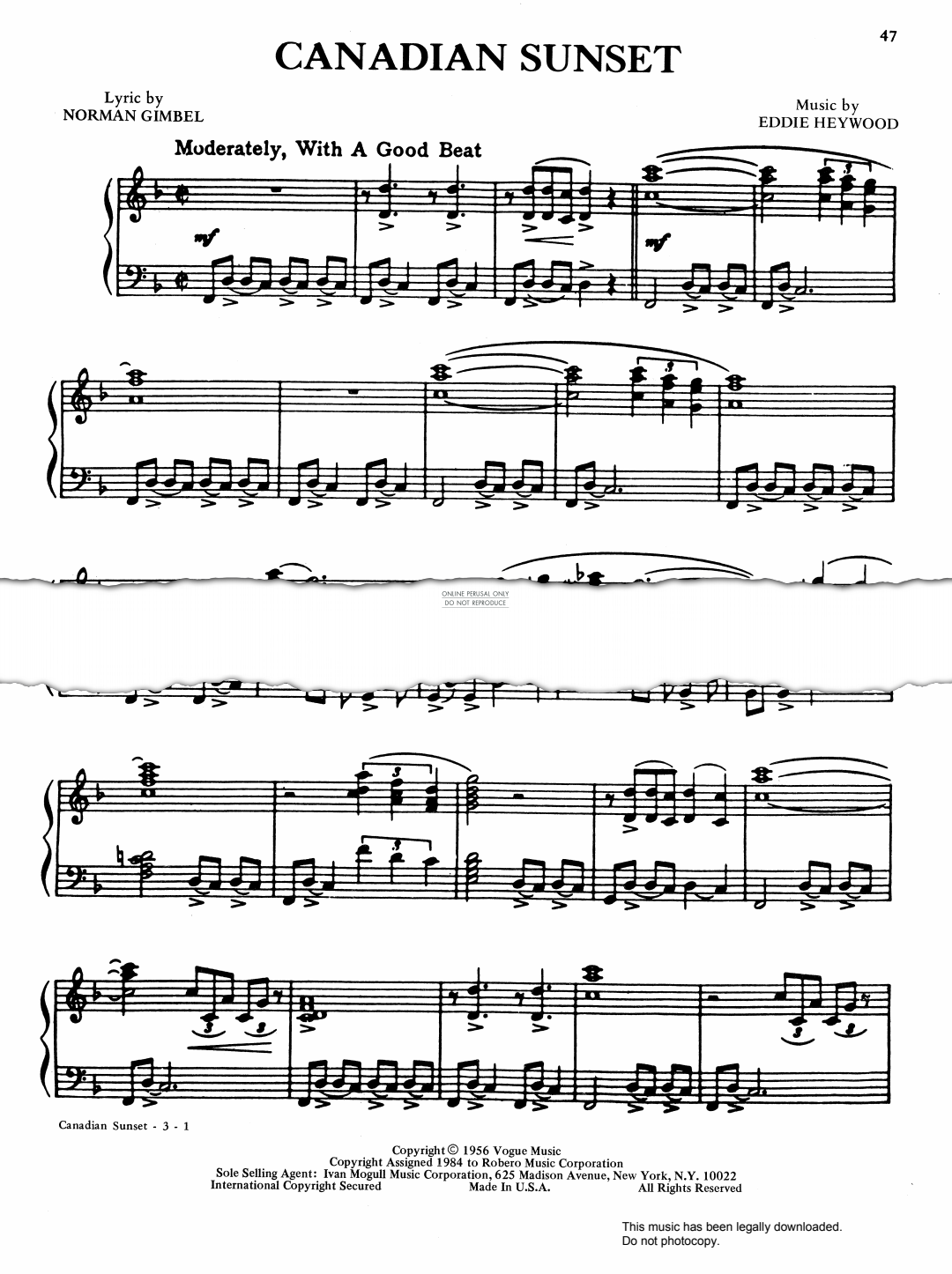 Canadian Sunset - sheet music by Eddie Heywood - fbd-34966 | notendownload