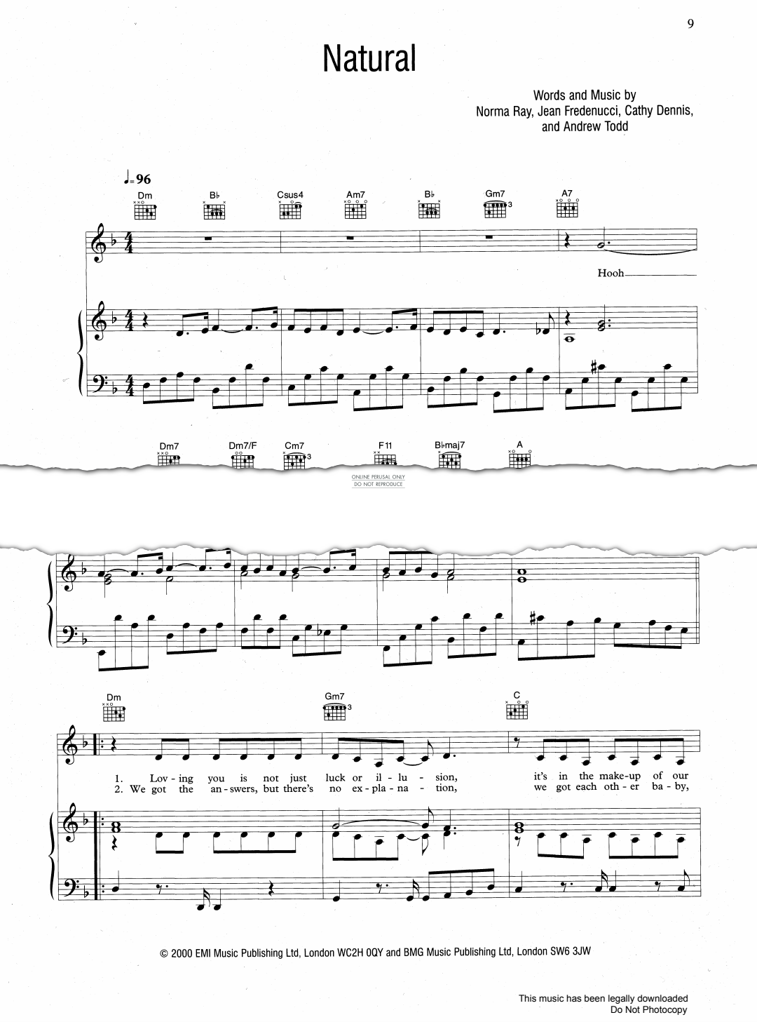 Natural (S Club 7) | Noten: Gitarre, Klavier, Gesang | PDF Download