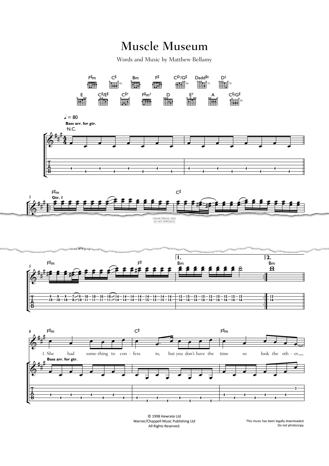 Muscle Museum (Muse) | Sheet Music: Guitar, Voice | PDF Download