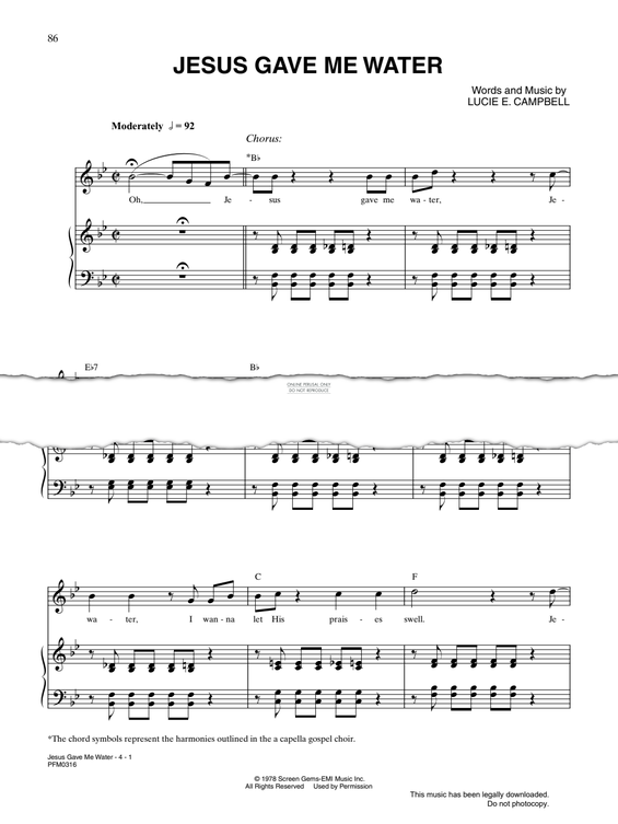 Jesus Gave Me Water - sheet music by Sam Cooke - fbd-53321 | notendownload