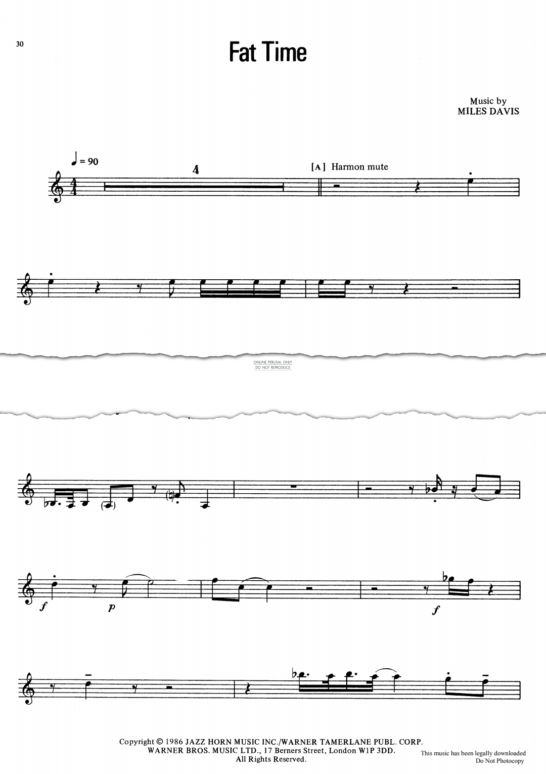 Fat Time - Noten von Miles Davis - fbd-5126 | notendownload