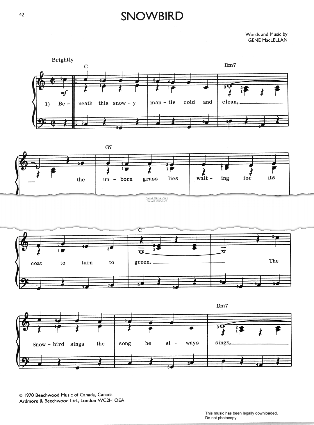 Snowbird - Noten von Anne Murray - fbd-43510 | notendownload