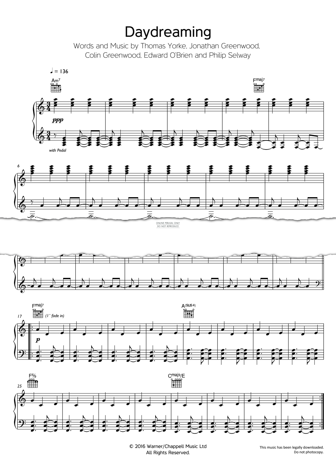 Daydreaming - Noten von Radiohead - fbd-31156 | notendownload