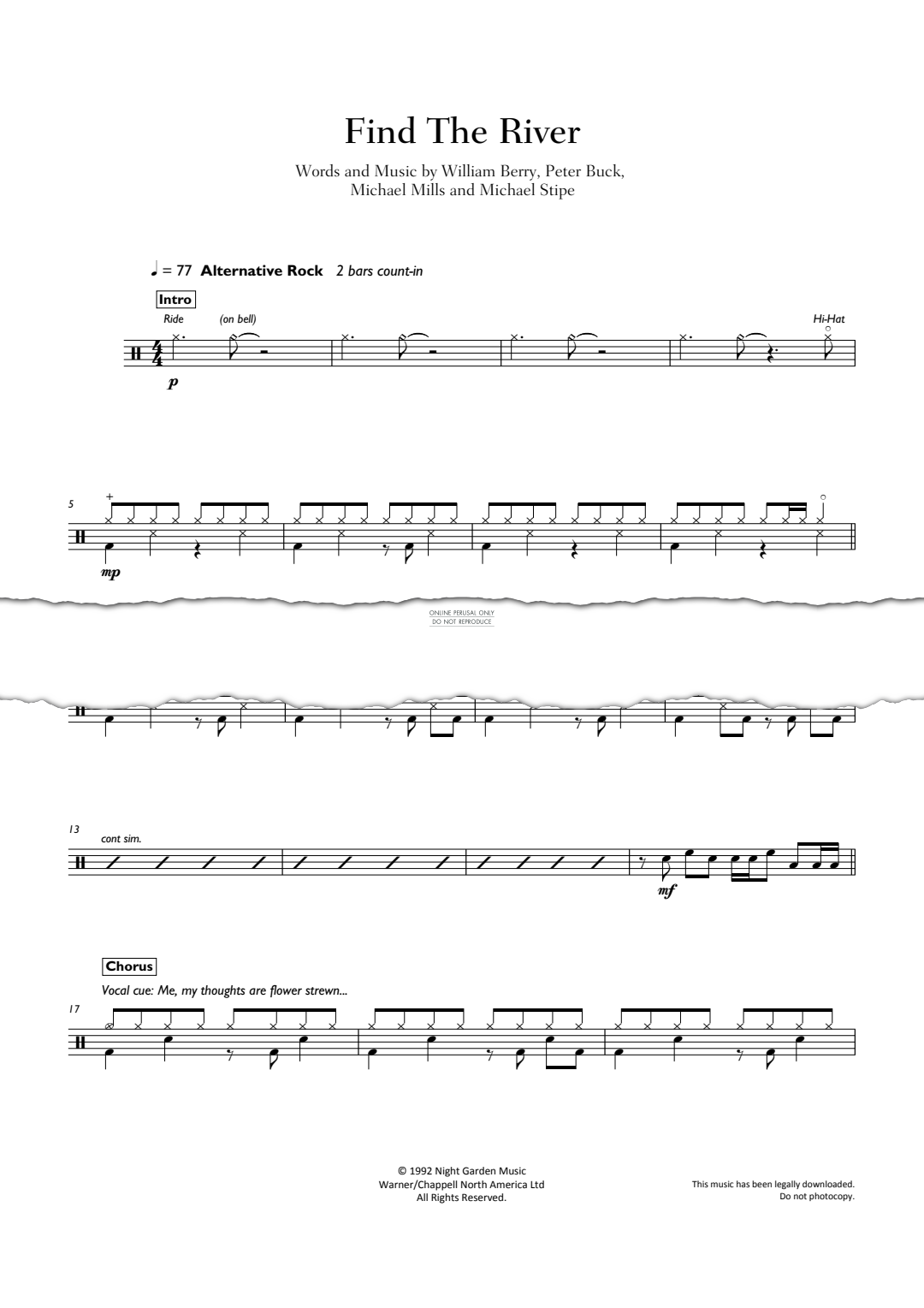 Find The River (R.E.M.) | Sheet Music: Drum Kit | PDF Download