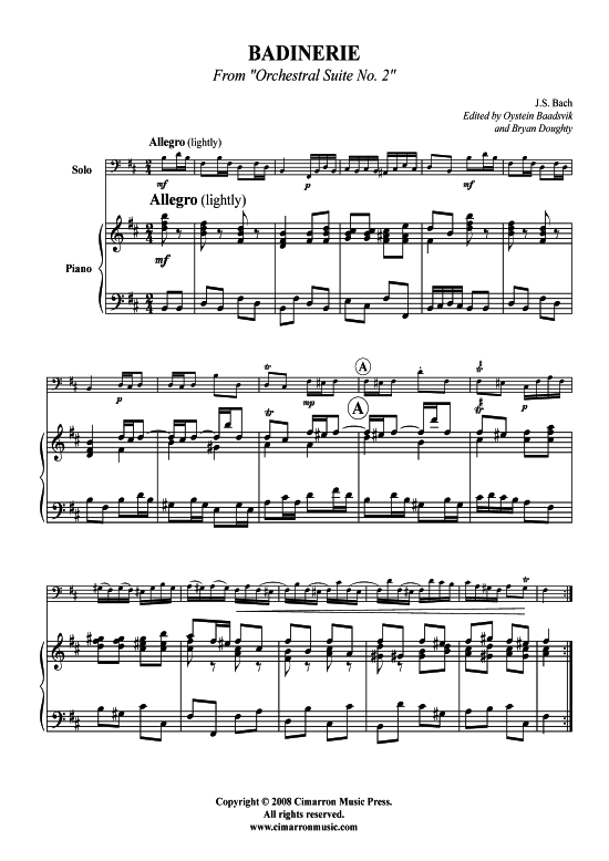 Badinerie - sheet music by J. S. Bach (aus: Orchester Suite Nr. 2 ...