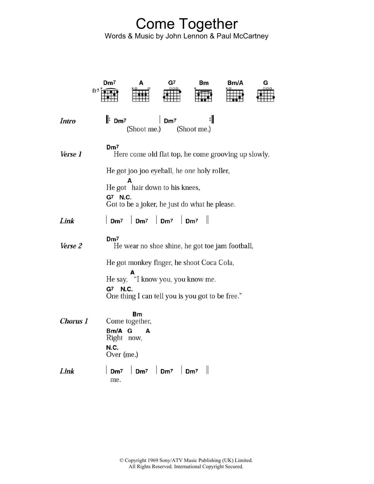 Come Together - sheet music by The Beatles - smd-44826 | notendownload