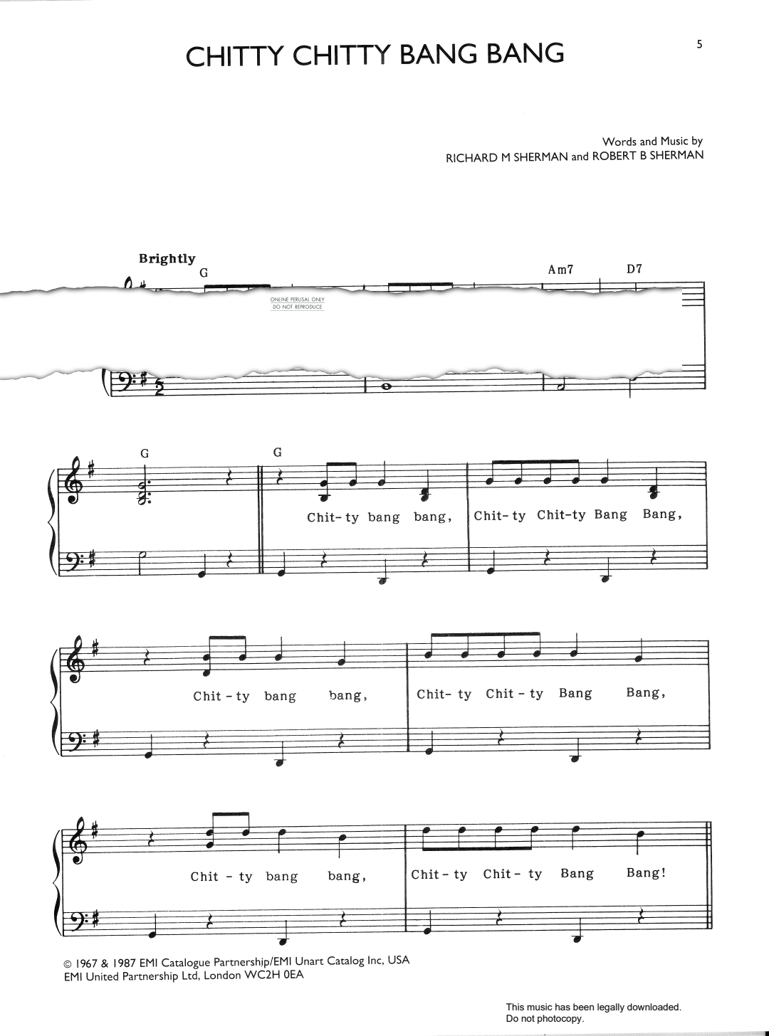 Chitty Chitty Bang Bang - sheet music by Richard M. Sherman - fbd-43492 ...