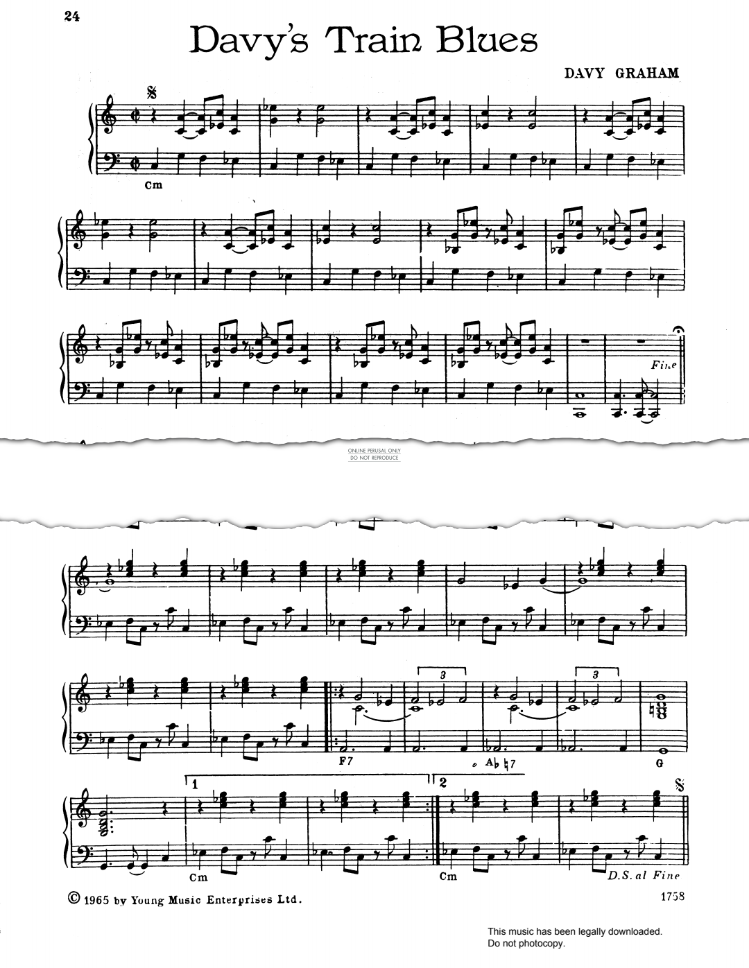 Davy's Train Blues (Davey Graham) | Sheet Music: Guitar, Piano | PDF ...