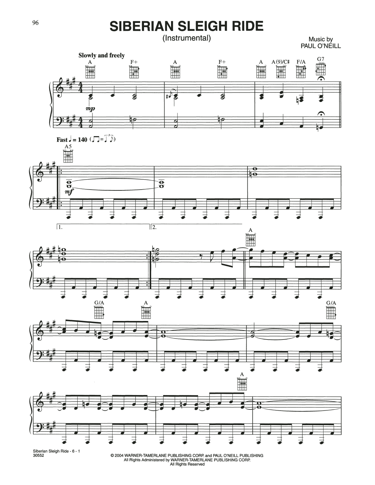Siberian Sleigh Ride - sheet music by Trans-Siberian Orchestra - smd ...
