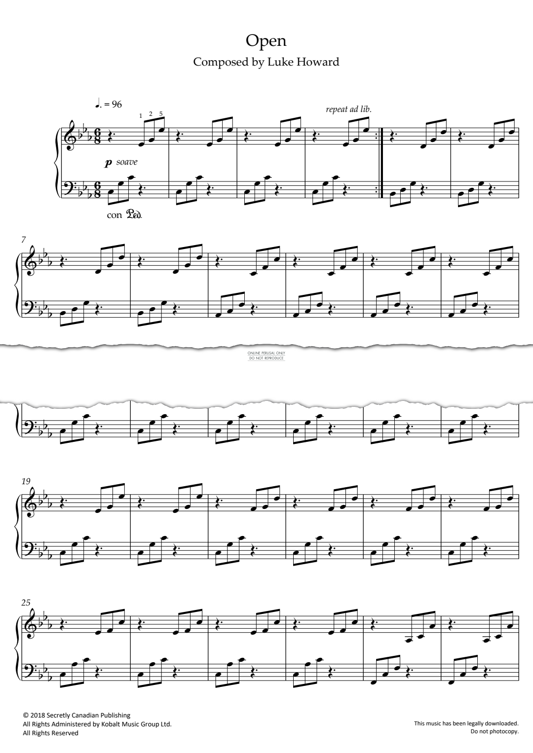 Open - sheet music by Luke Howard - fbd-42347 | notendownload