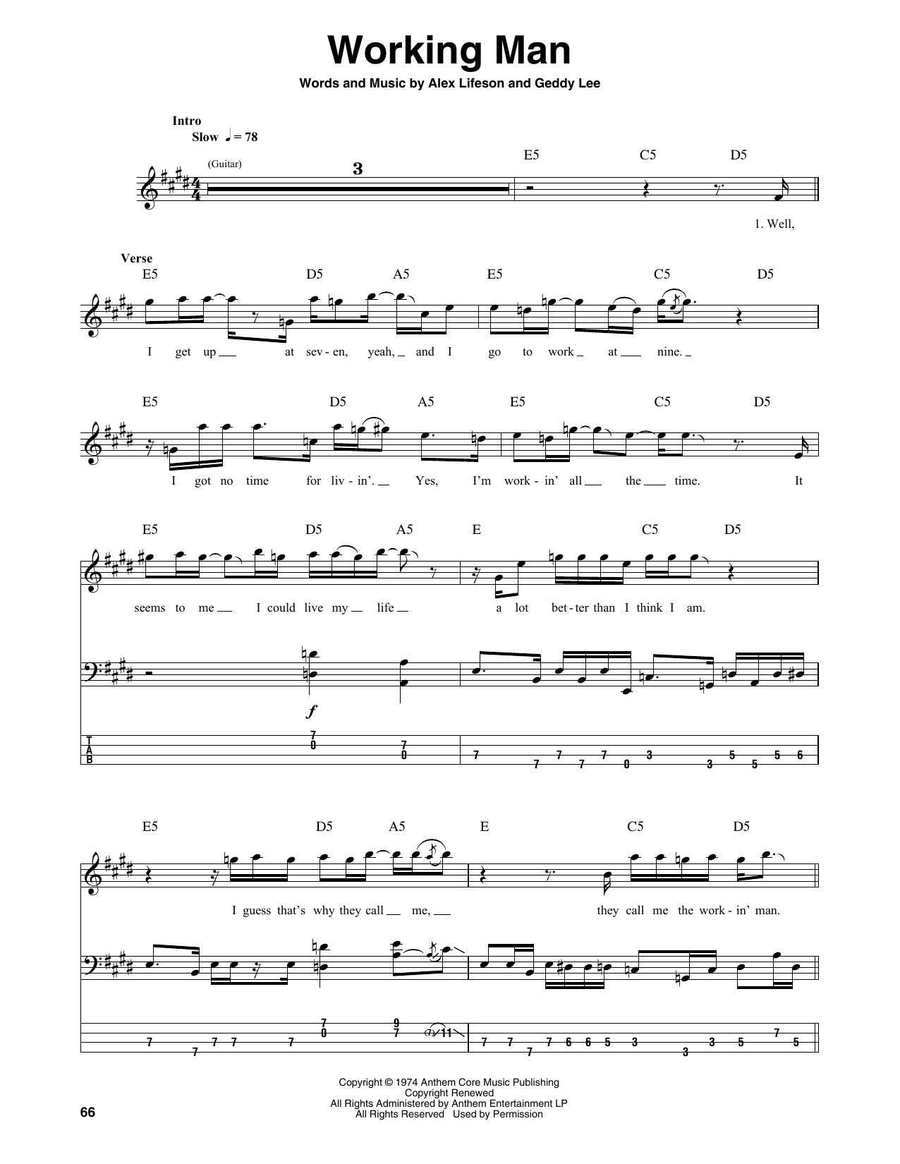 Working Man - sheet music by Rush - smd-1392463 | notendownload