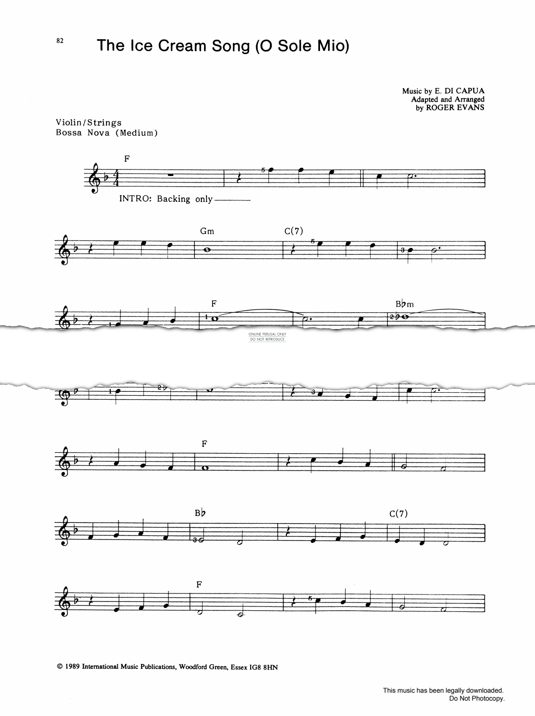 The Ice Cream Song (O Sole Mio) (Eduardo Di Capua) | Sheet Music ...