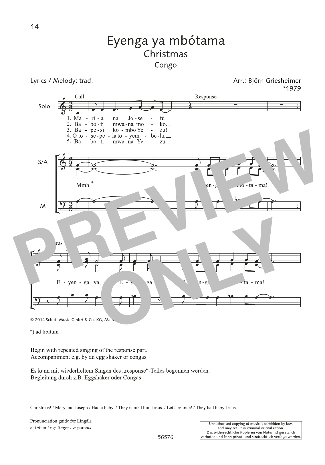 Eyenga ya mbotama (Björn Griesheimer) | Sheet Music: SAB Choir | PDF Download