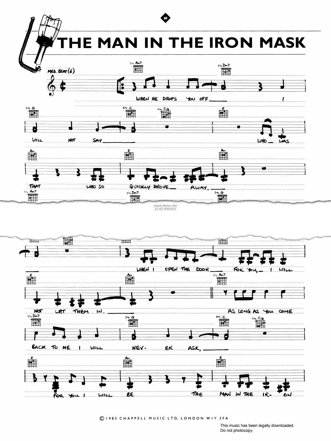 The Man In The Iron Mask (Billy Bragg) | Sheet Music: Guitar, Voice ...