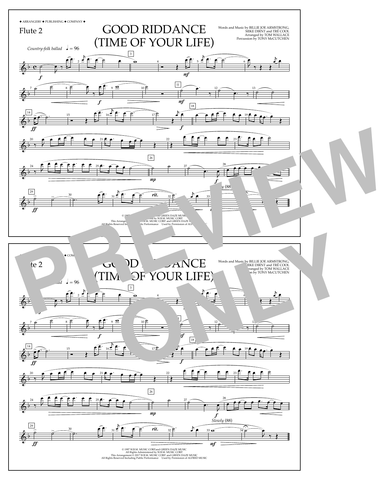 Good Riddance (Time of Your Life) - Flute 2 - sheet music by Green Day ...