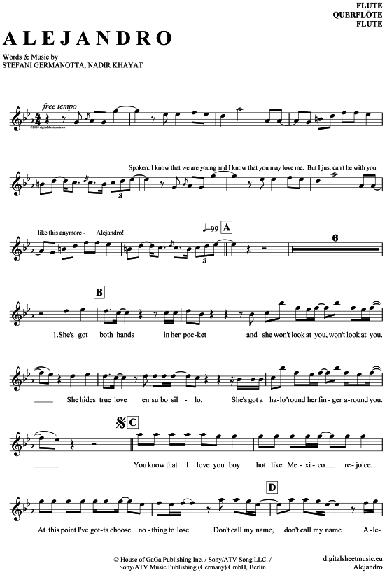 Alejandro - Noten von Lady GaGa - 7030130 | notendownload