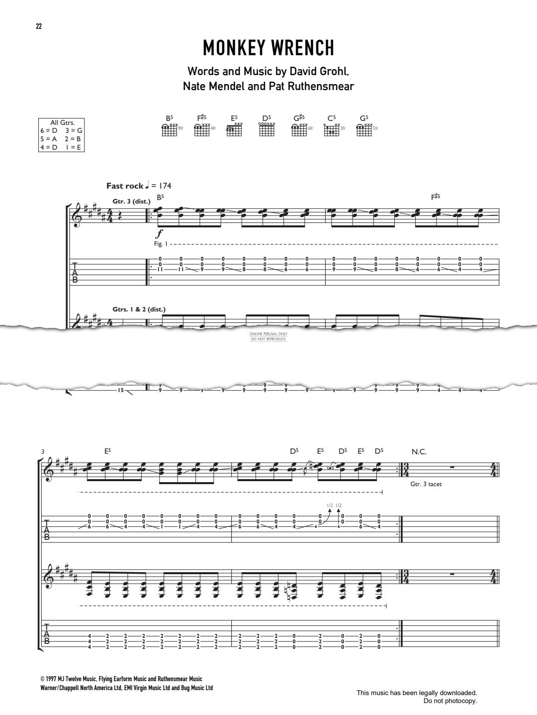 Monkey Wrench (Foo Fighters) | Sheet Music: Guitar, Voice | PDF Download