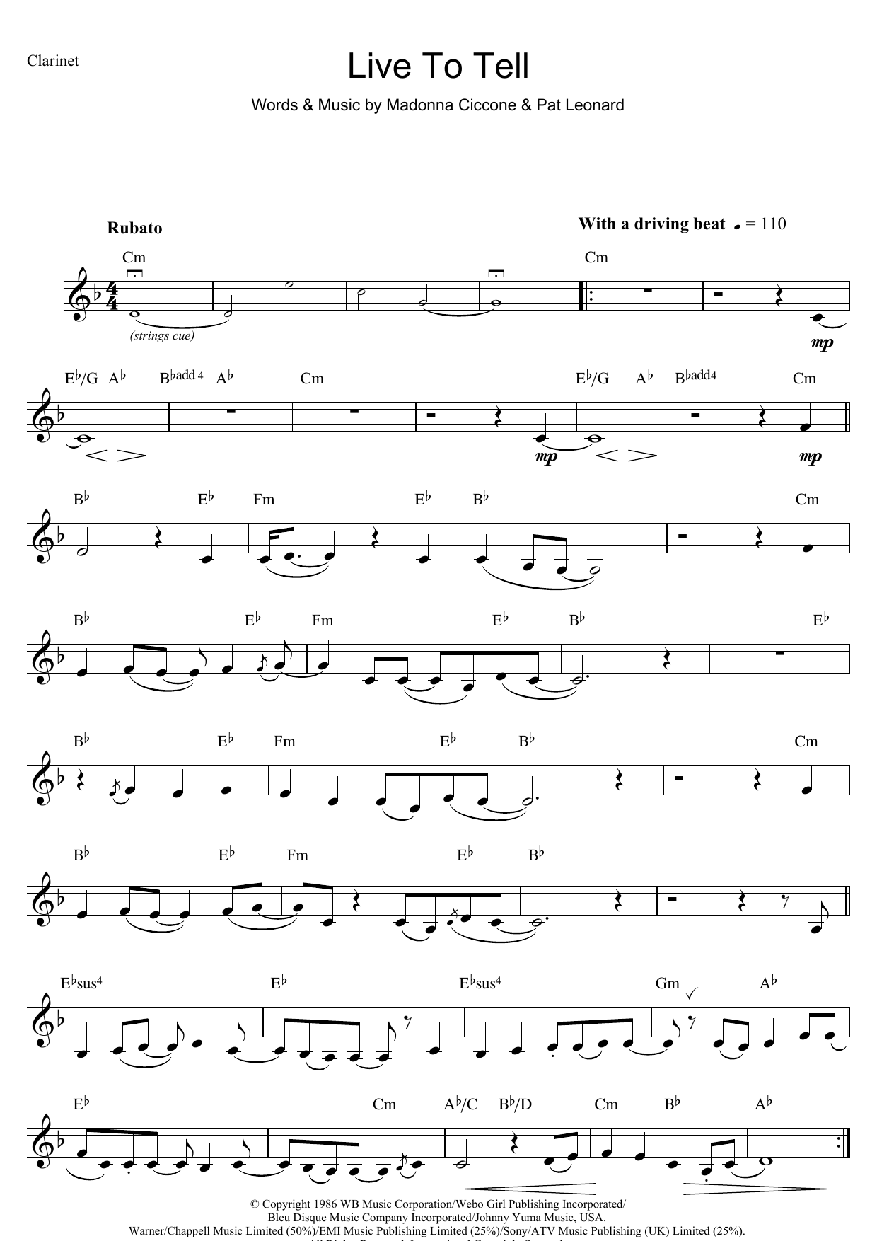 Live To Tell - sheet music by Madonna - smd-48273 | notendownload