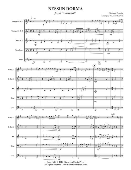 Nessun Dorma - sheet music by Giacomo Puccini - CMP4143 | notendownload