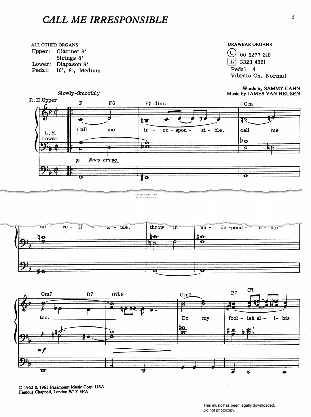 Call Me Irresponsible - sheet music by James Van Heusen - fbd-23277 ...