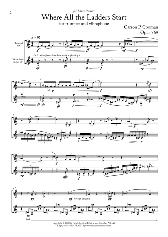 Where All The Ladders Start - sheet music by Carson P. Cooman - MFCC138 ...