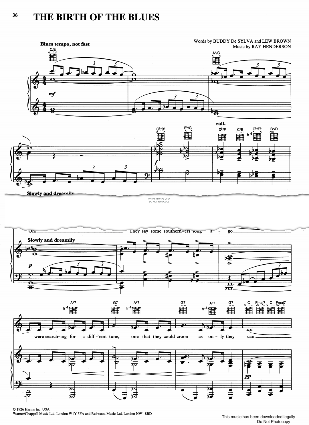 The Birth Of The Blues - sheet music by Lew Brown - fbd-7228 ...