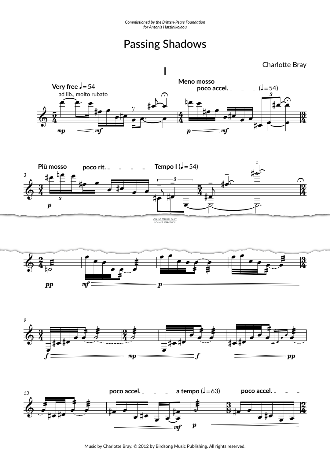 Passing Shadows - Noten von Charlotte Bray - fbd-42948 | notendownload