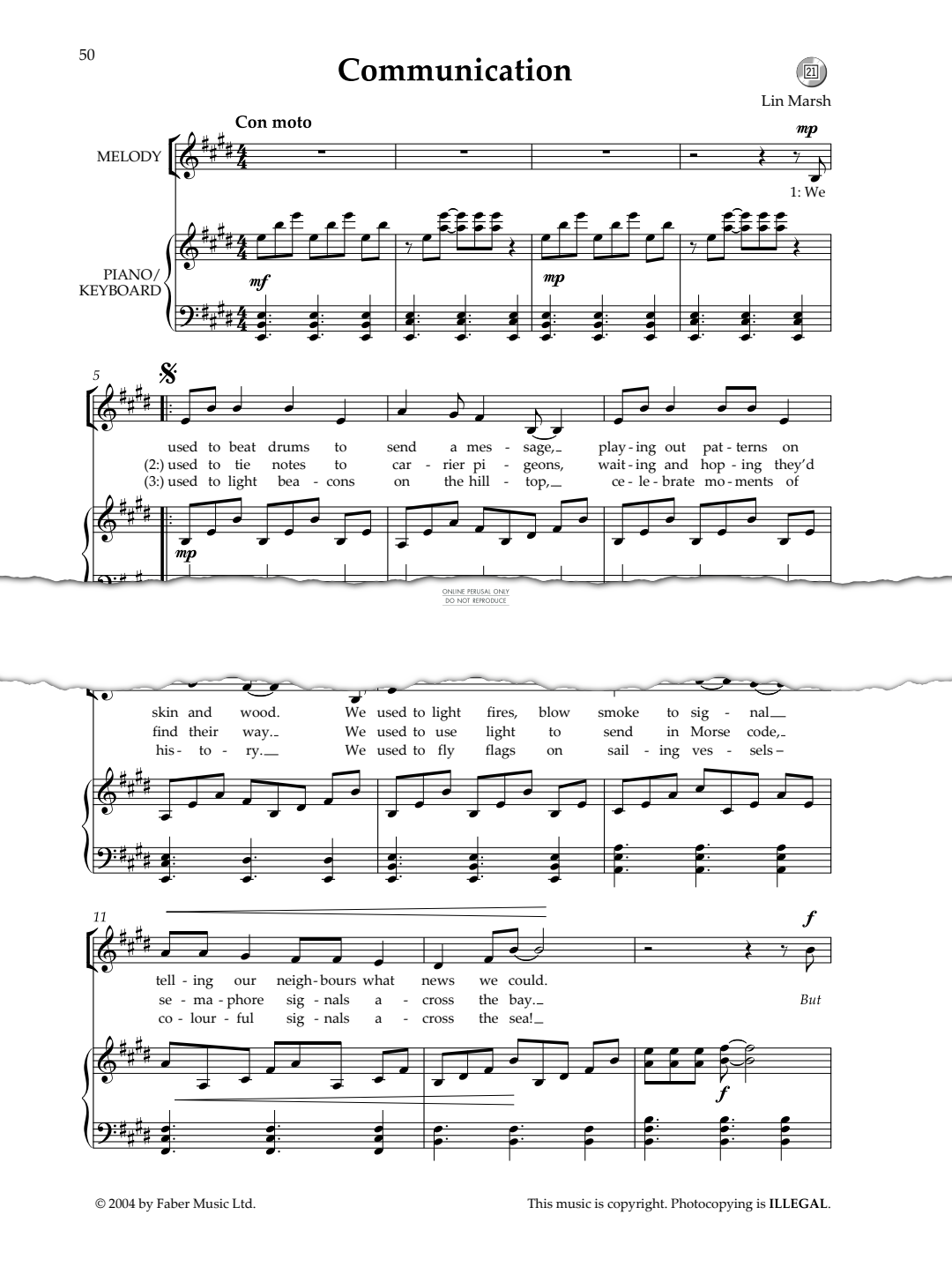 Communication (Lin Marsh) | Sheet Music: Piano, Voice | PDF Download