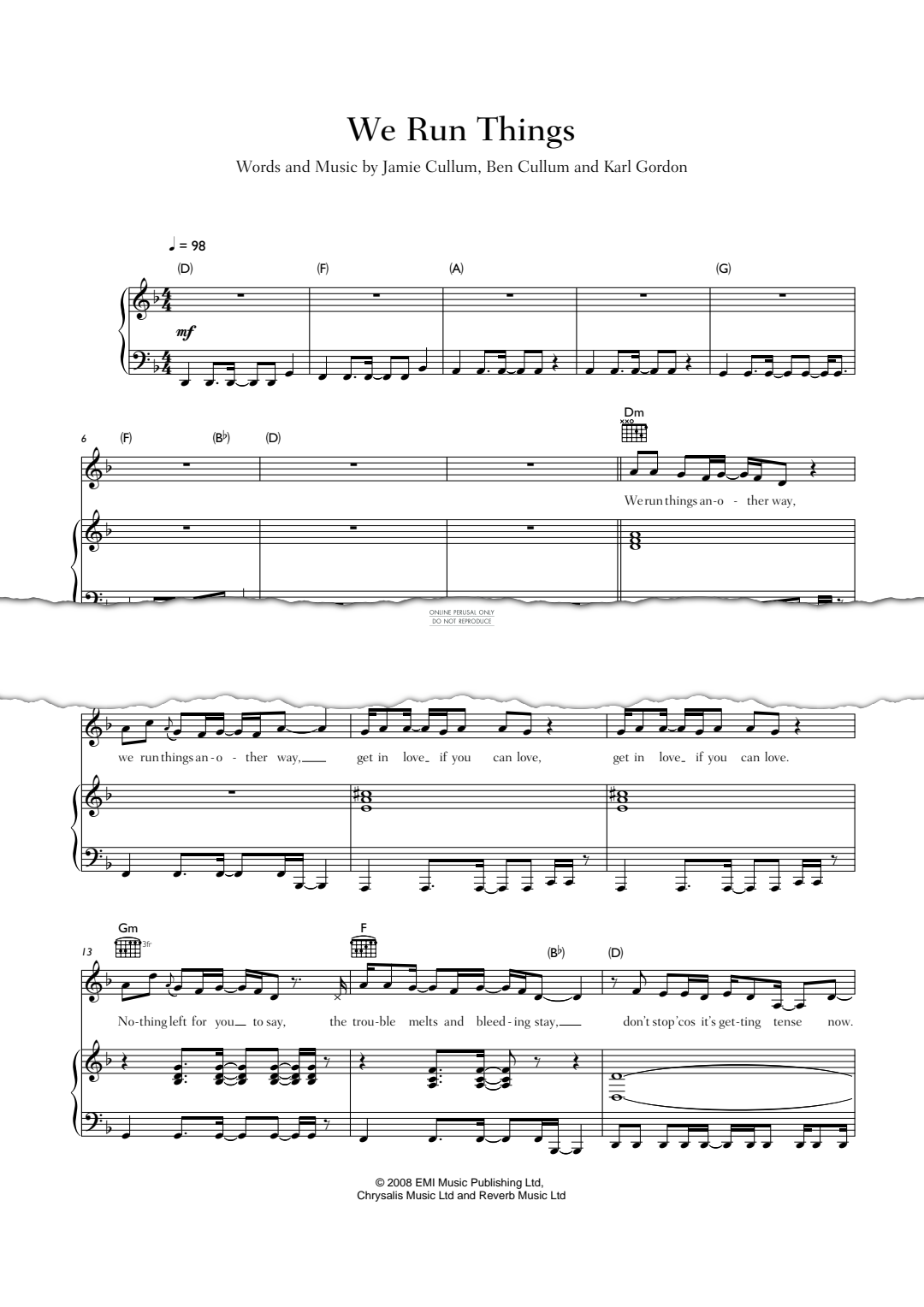 We Run Things (Jamie Cullum) | Sheet Music: Guitar, Piano, Voice | PDF ...